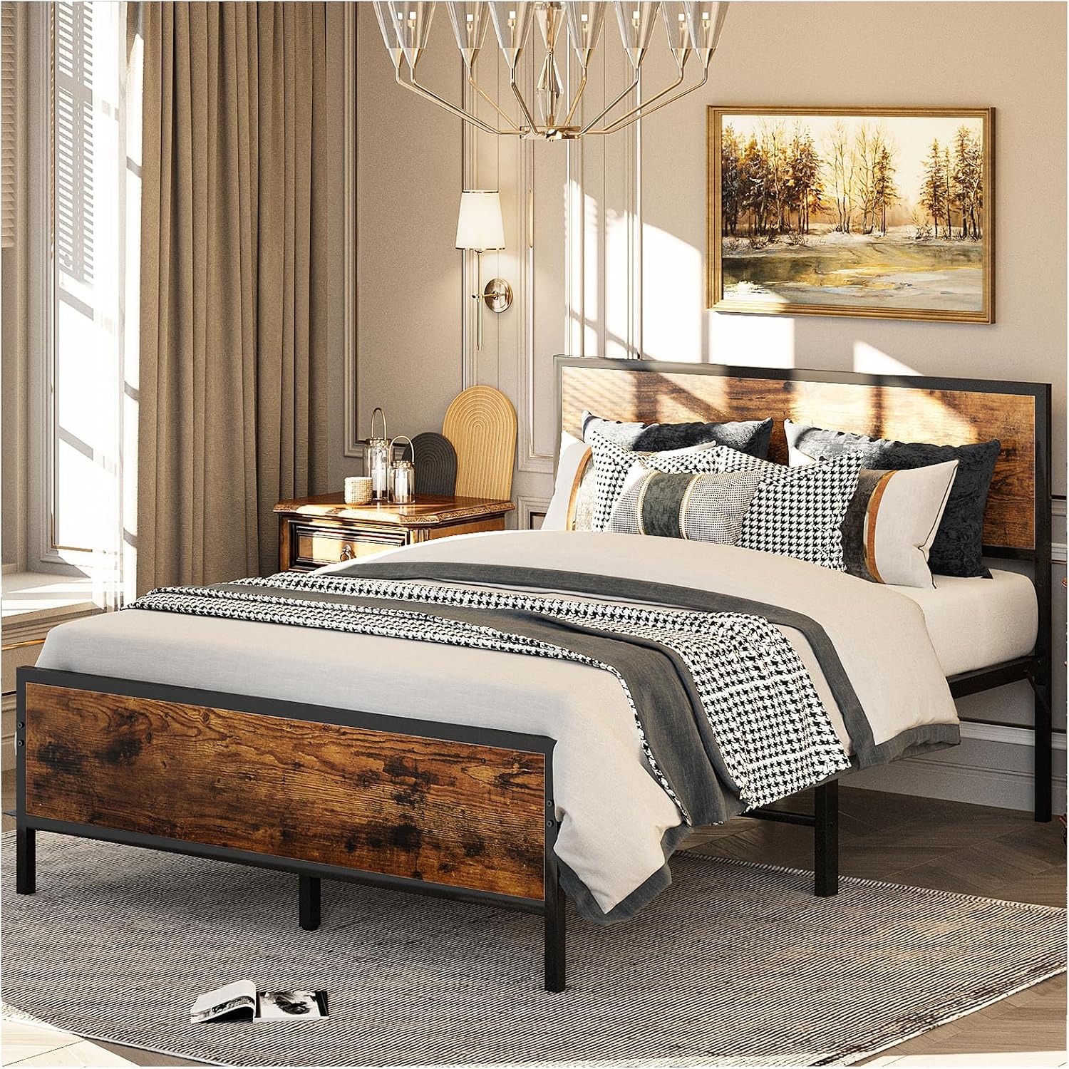 SIMPLE HOGAR Base Cama Matrimonial,1.4M Base de Cama con Cabecera y Pie ...