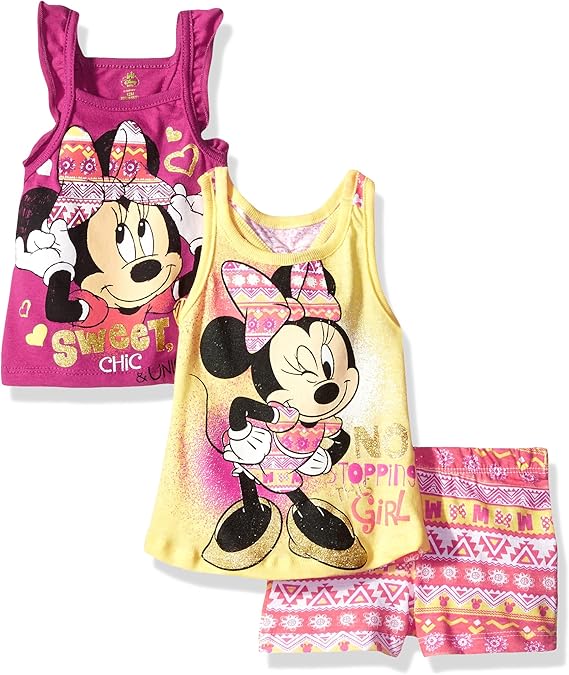 Amazon.com: Disney Girls' 3 Piece Mouse Short Set, Minnie Pink, 12m ...