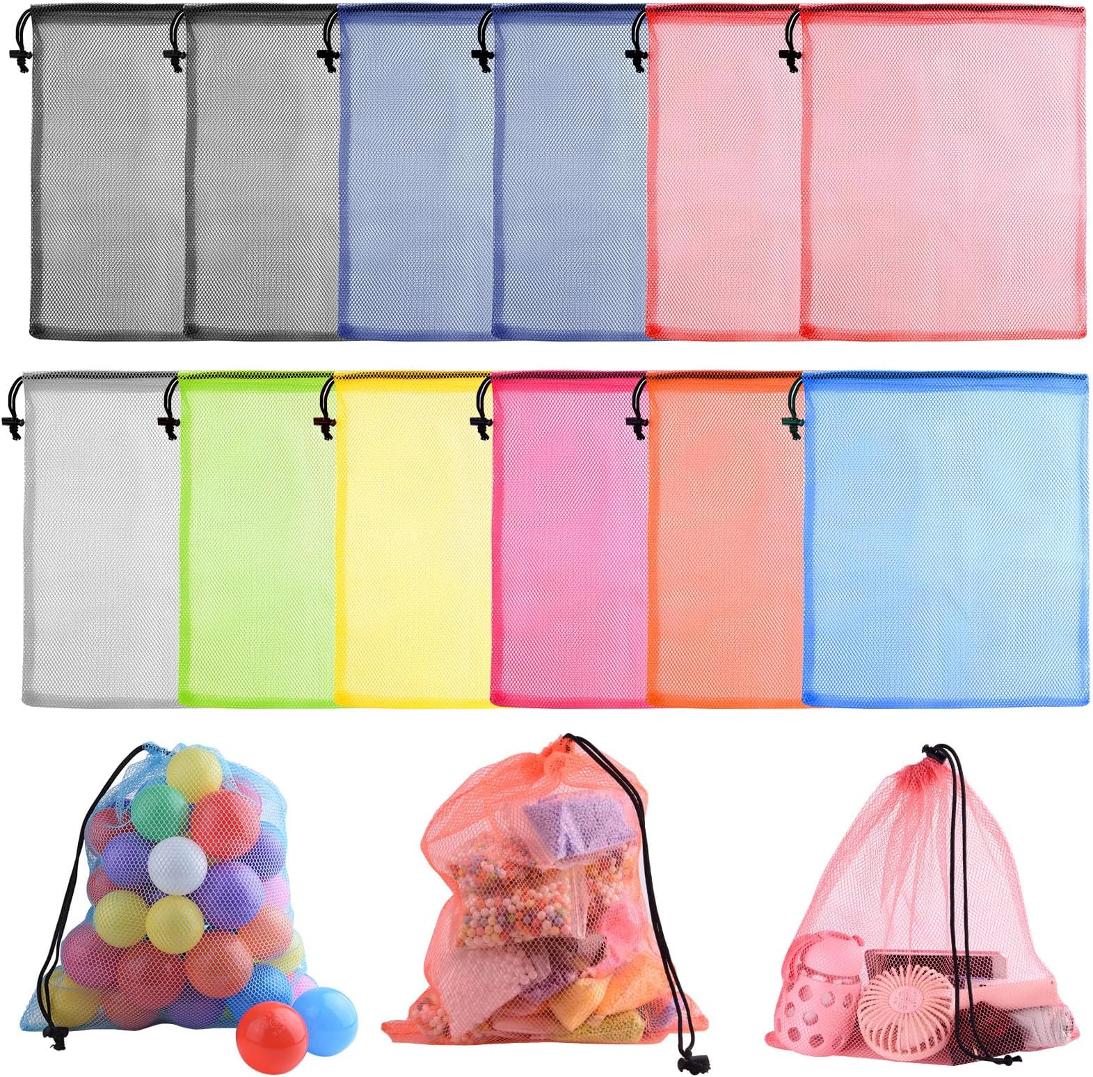 Amazon.com: KUUQA 10 Pcs Mesh Drawstring Bag,Laundry Bag,Mesh Stuff ...