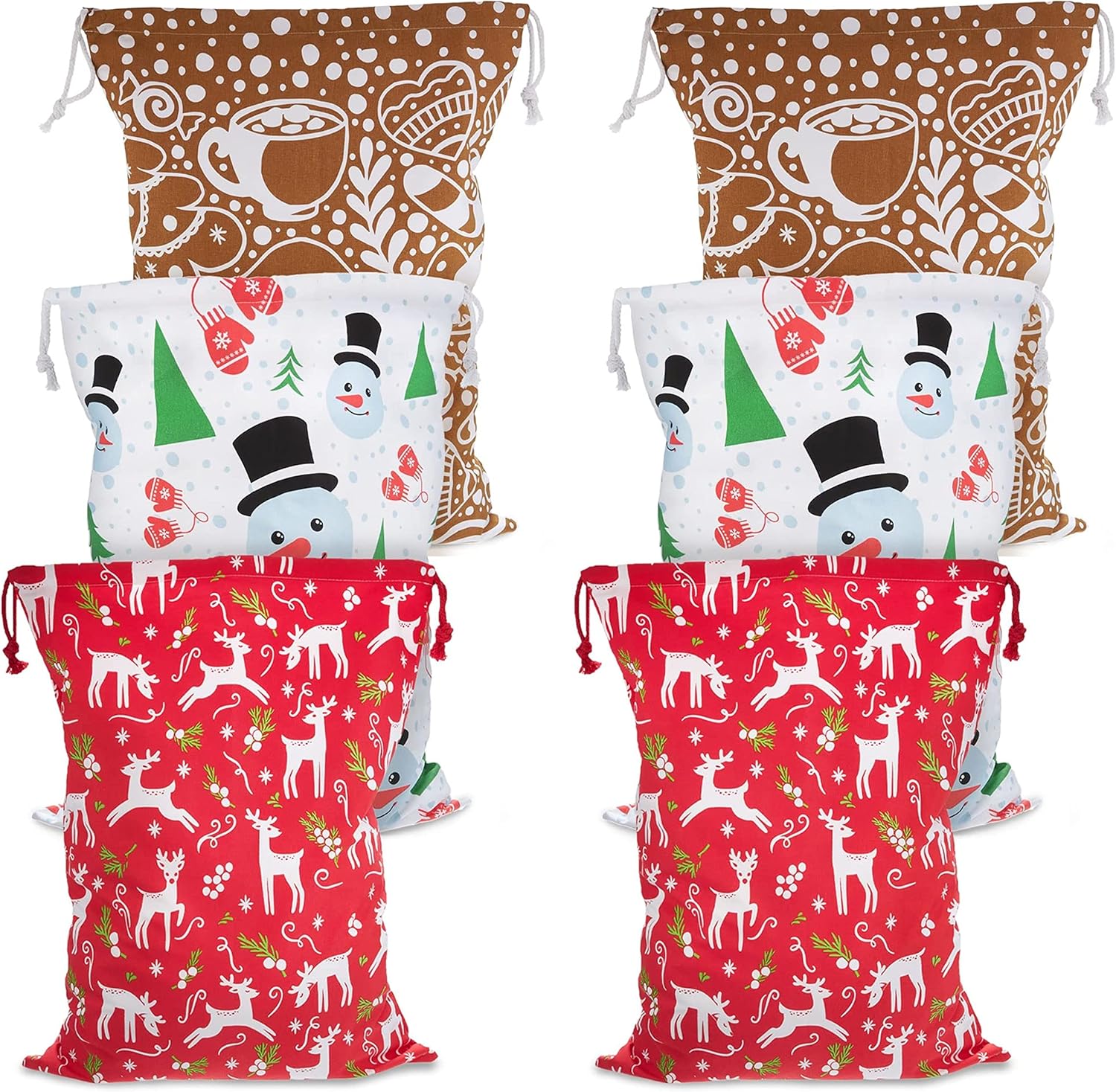 Amazon.com: 6-Pack XL Reusable Christmas Canvas Gift Bags - Ultimate ...
