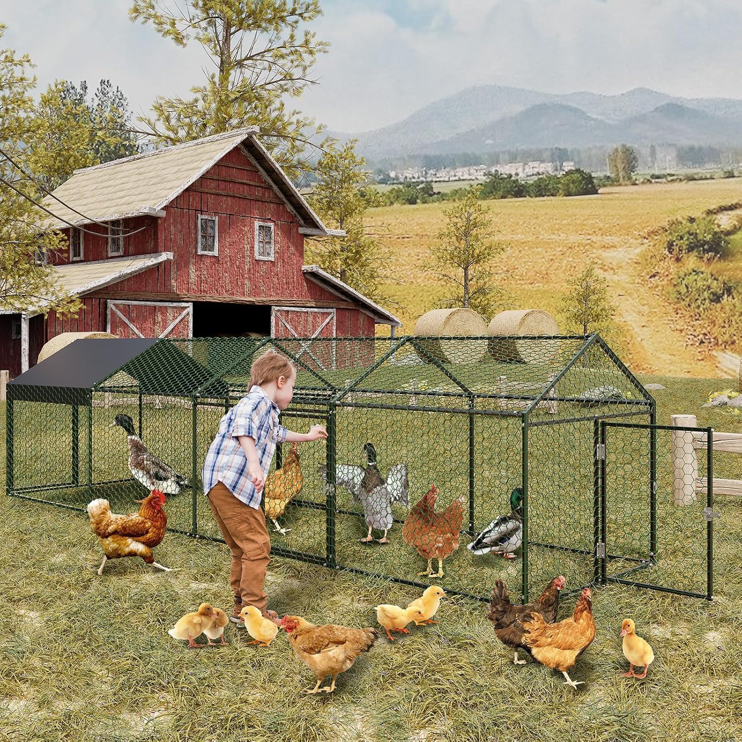 Amazon.com: Metal Chicken Coop, 86" L×40" W×40" H Chicken Runs for Yard ...