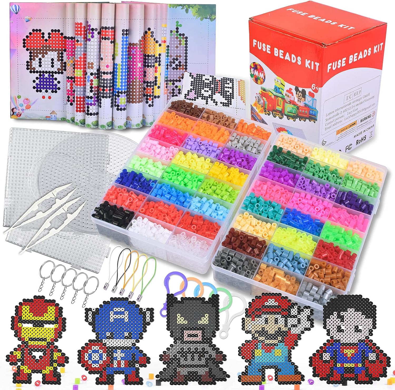 COODENKEY Fuse Beads Kit for Kids and Adults with 11000 Fuse Beads, 48 ...