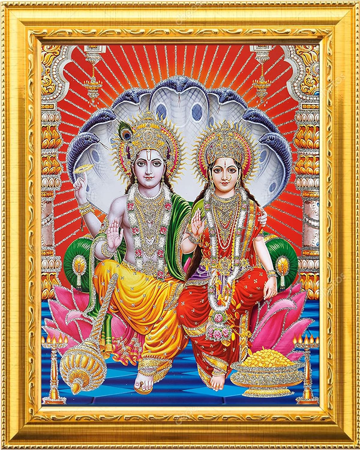 NDFRAME bhagwan Vishnu laxmi garuda/Hindu Bhagwan Devi Devta golden ...