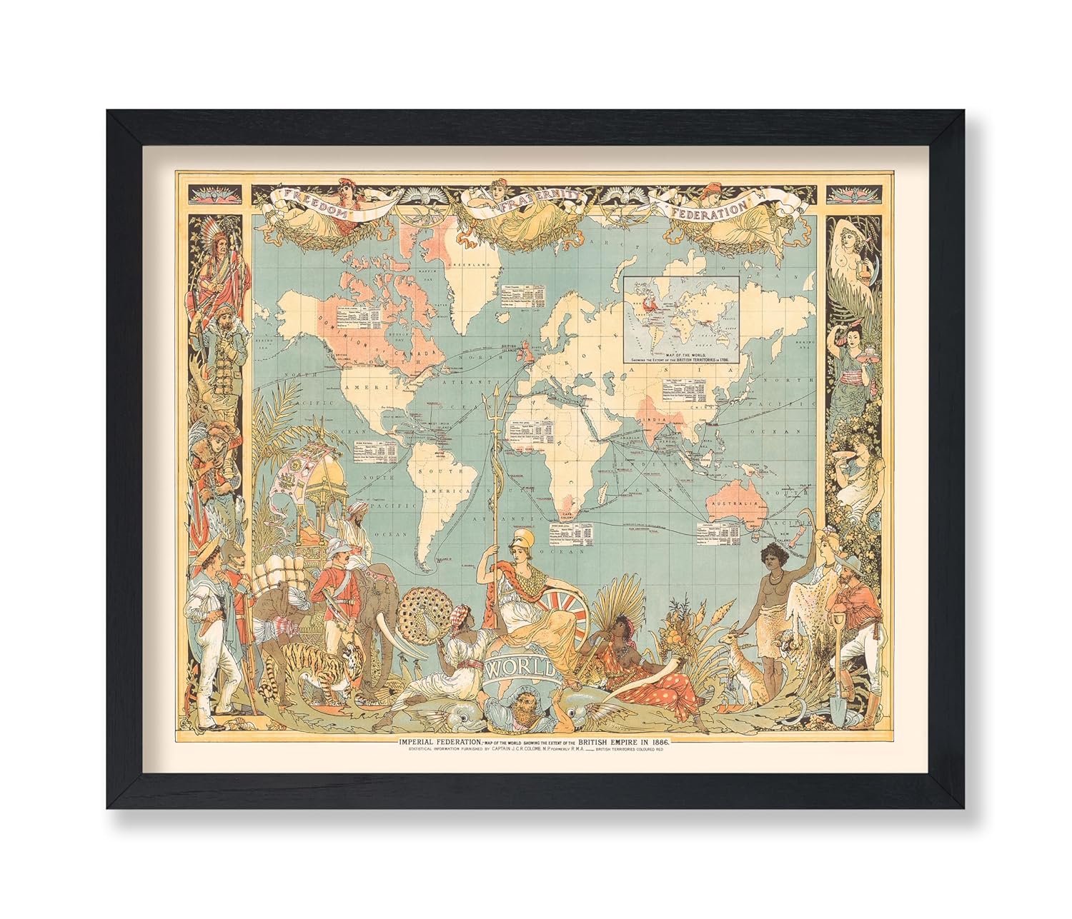 Amazon.com - Poster Master Vintage Map Poster - Retro World Map Print ...