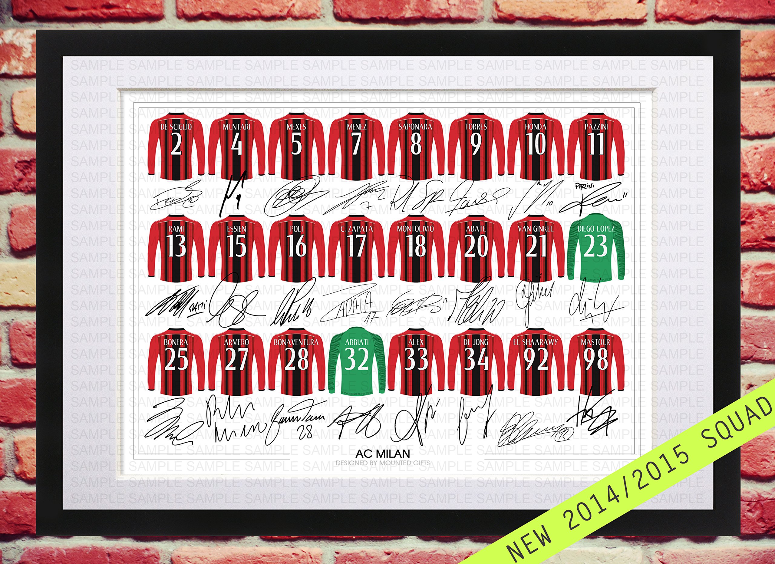 Black Framed And Mounted Ac Milan 2014 2015 Squad Team | Desertcart ...