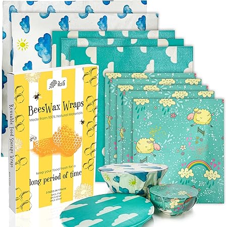 Amazon.com: Reusable Beeswax Wrap - 9 Pack Beeswax Wraps for Food, Eco ...