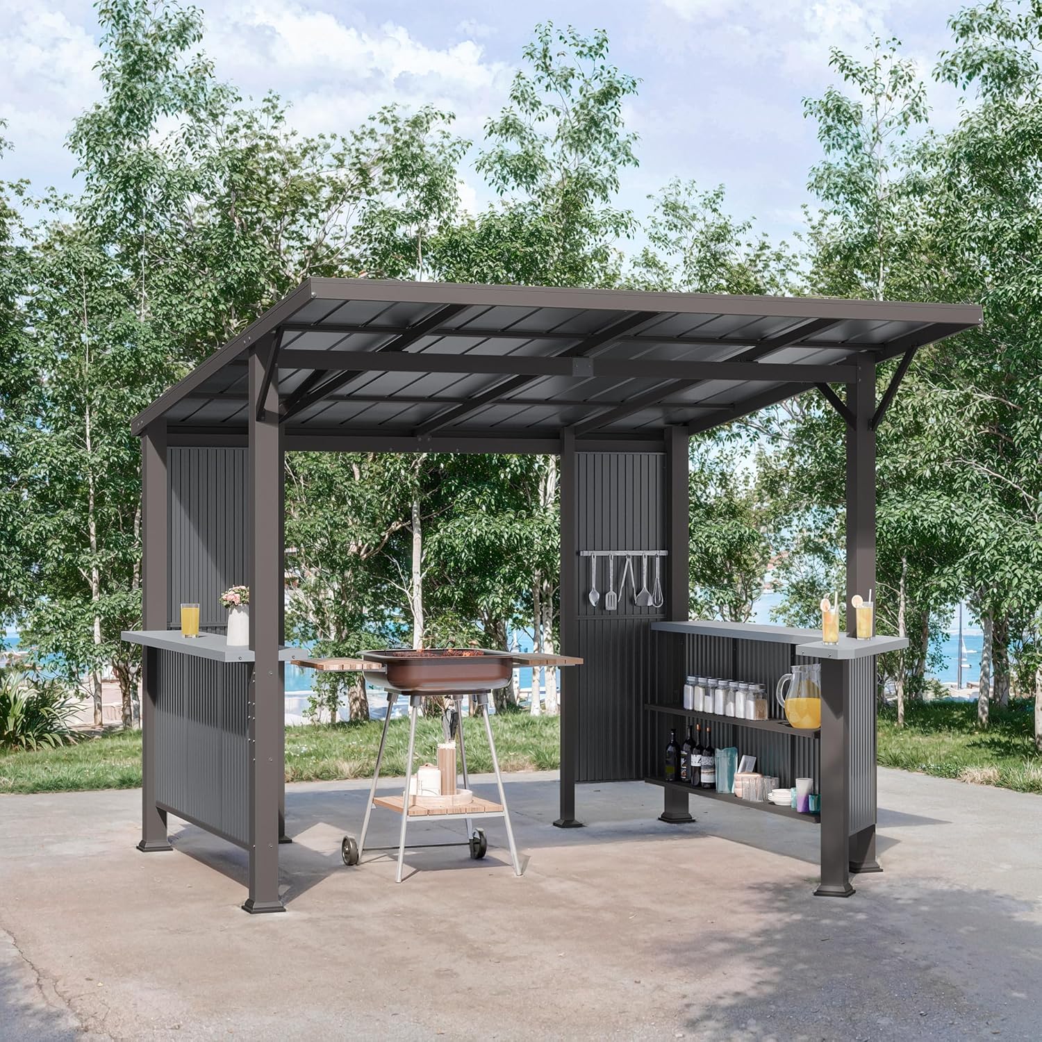 Amazon.com : Kullavik 10' x 10' Hardtop Grill Gazebo Canopy, Outdoor ...