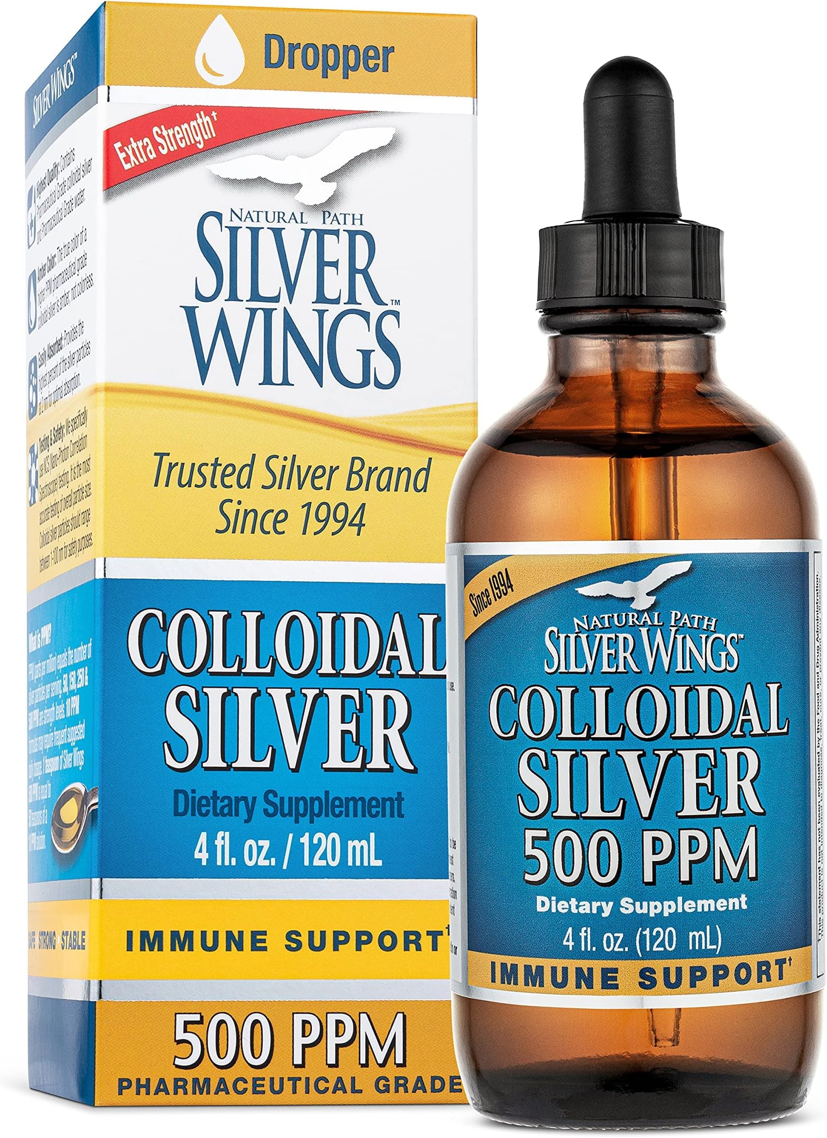 Amazon.com: Natural Path Silver Wings Colloidal Silver 500ppm (2,500mcg ...