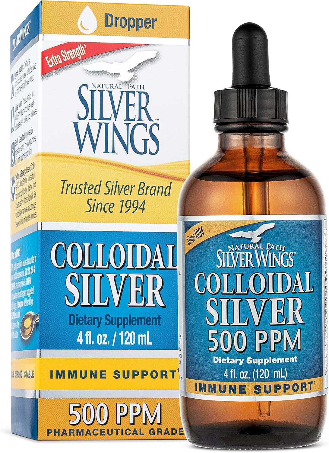 Natural Path Silver Wings Colloidal Silver 500ppm (2,500mcg) Immune ...