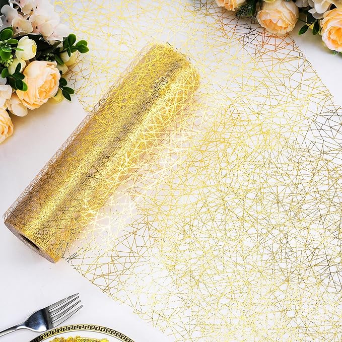 Amazon.com: Coume 11 Inch x 200 ft Christmas Gold Table Runner Metallic ...
