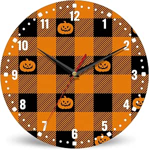 Amazon.com: Halloween Wall Clock,Halloween Pumpkin Wall Clocks,Black ...