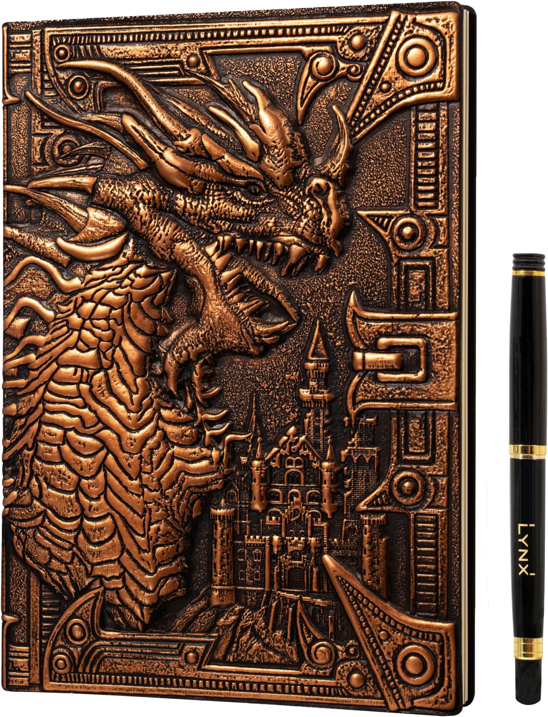 DND Notebook/Journal, Unique 200 Page Book with 3D Bronze Dragon ...