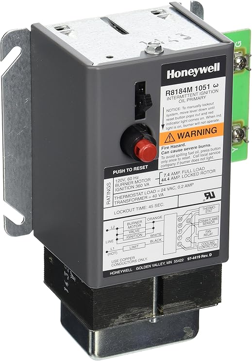 Amazon.com: Honeywell R8184M1051 Relay Oil Burner Control 45 Sec ...