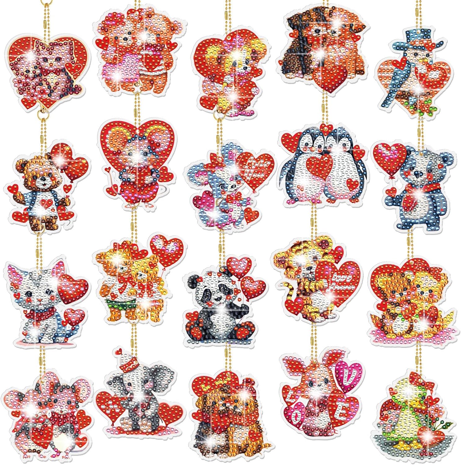 Amazon.com: Misdary 20 Pcs 5D Valentine's Day Animals Diamond Painting ...