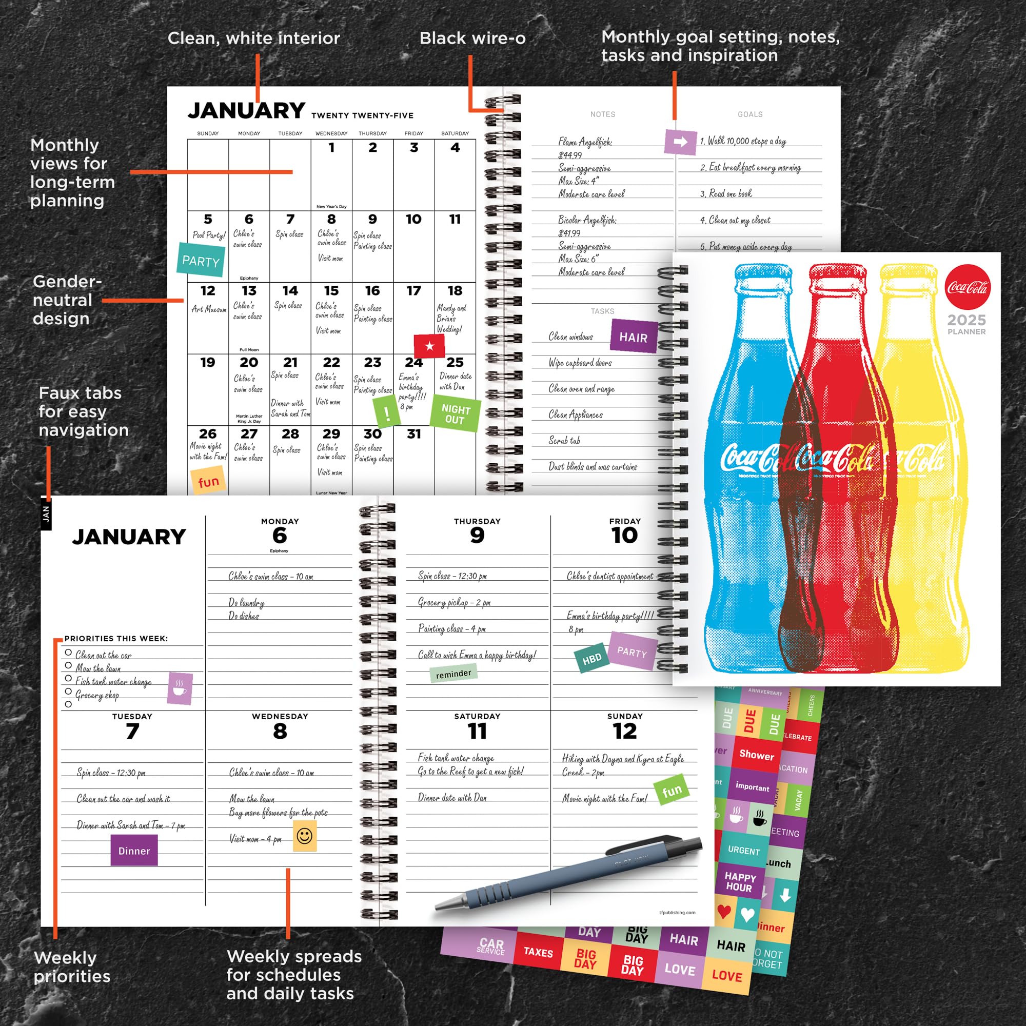 Coca-cola Themed Planner TF Publishing 2025 Coca-Cola Medium Weekly ...