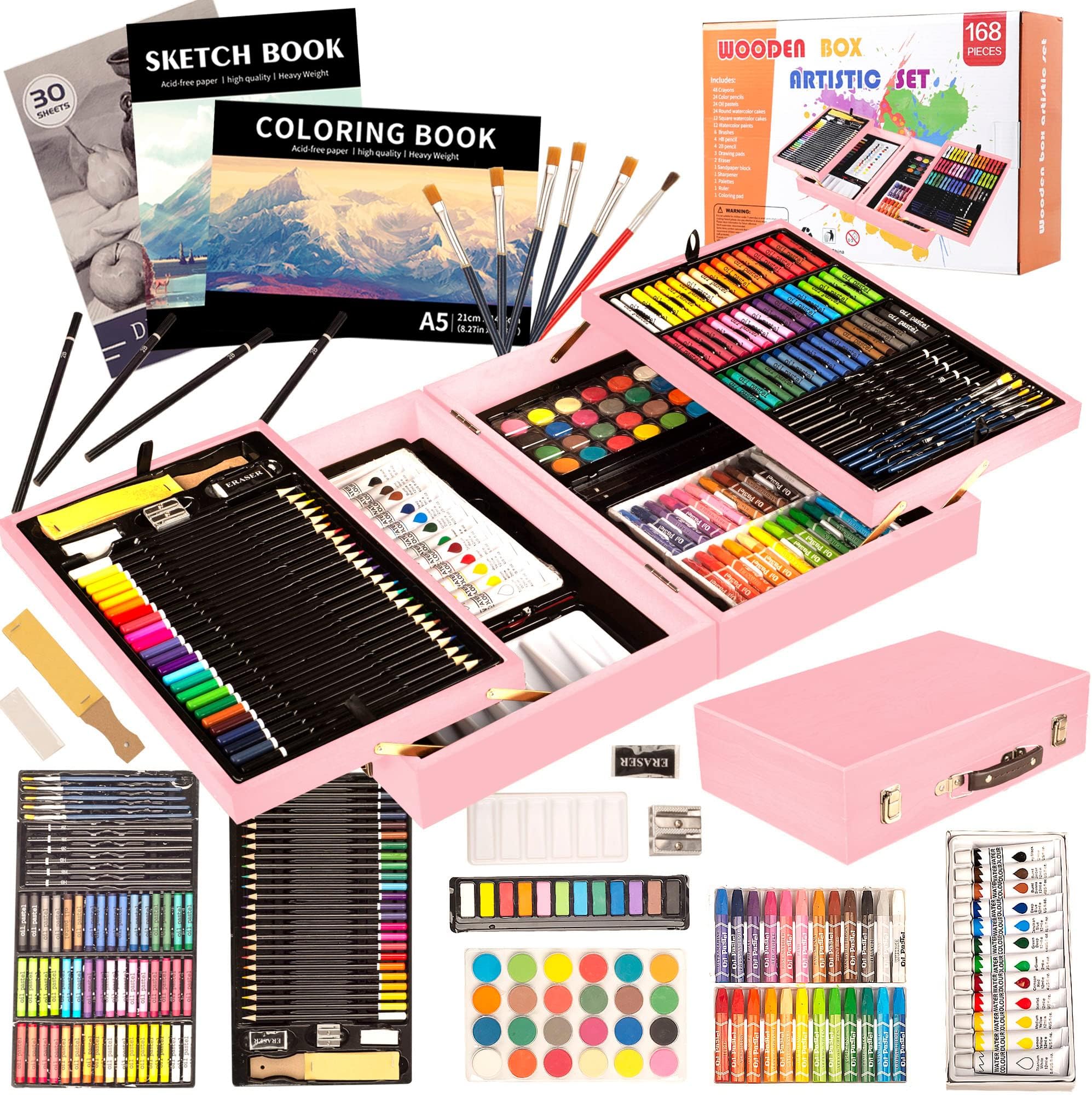 Shuttle Art Kit de dessin professionnel 124 pièces avec croquis, fusain ...
