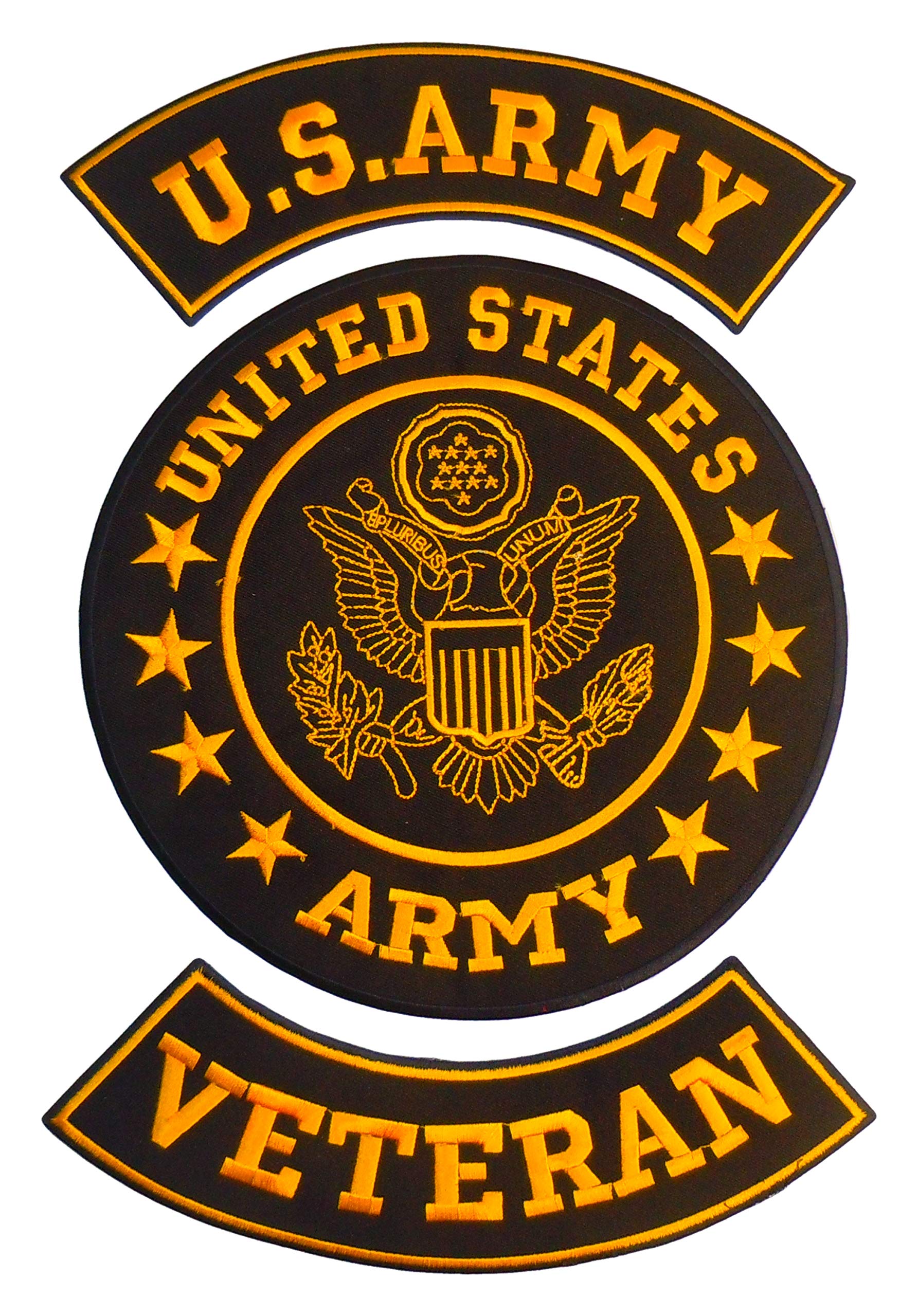 Amazon.com: DealzCT U.S Army Veteran Gold on Black Iron on 3 Large Back ...