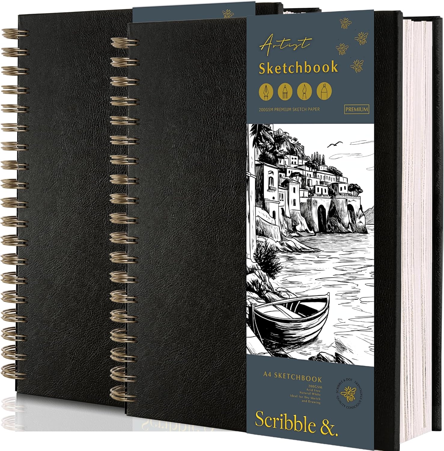 Scribble & Dot™ A4 Sketchbook for Artists (Twin Pack) 200GSM Ultra ...