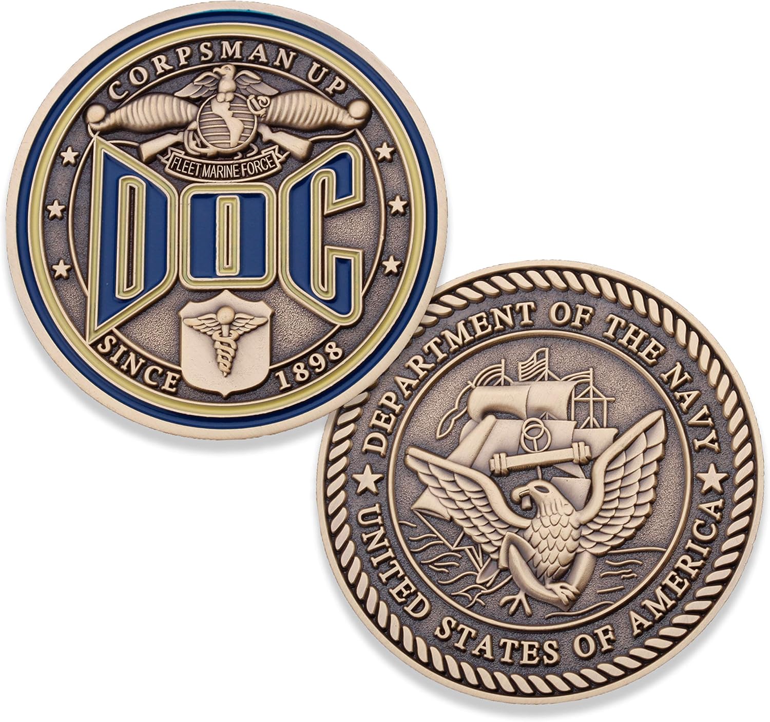 Amazon.com: Navy Corpsman DOC Challenge Coin - USN Corpsman Up Military ...