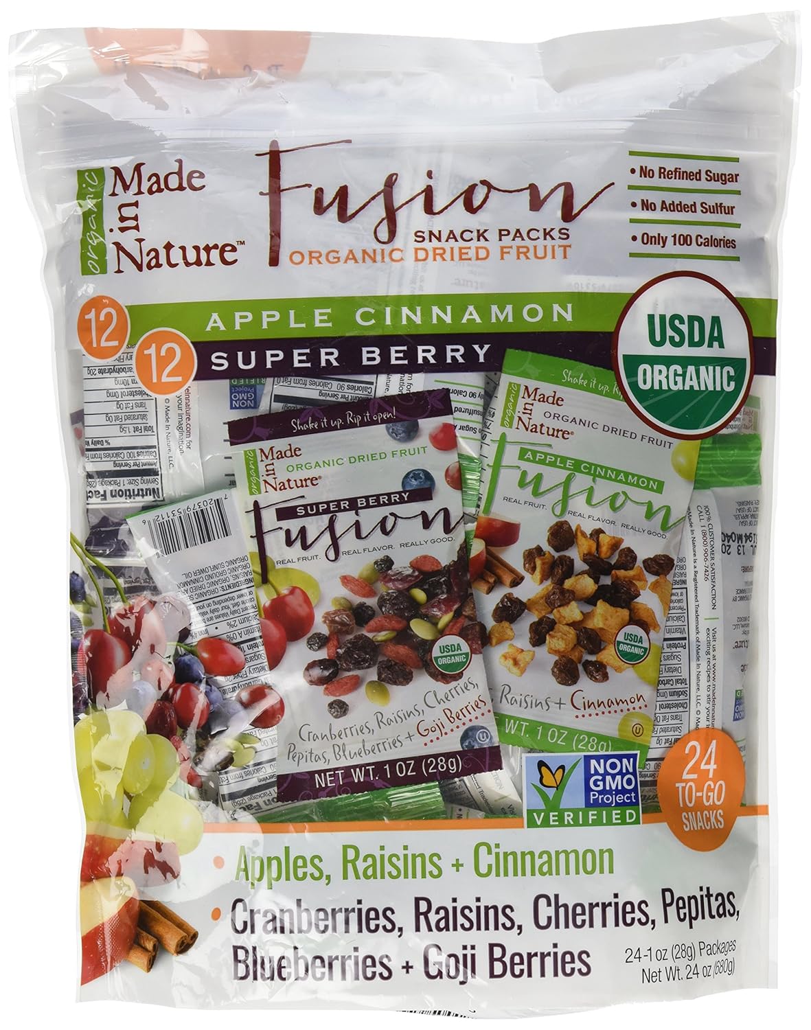 Amazon.com: Made in Nature Organic Dried Fruit Snack Packs, 24 - 1-oz ...