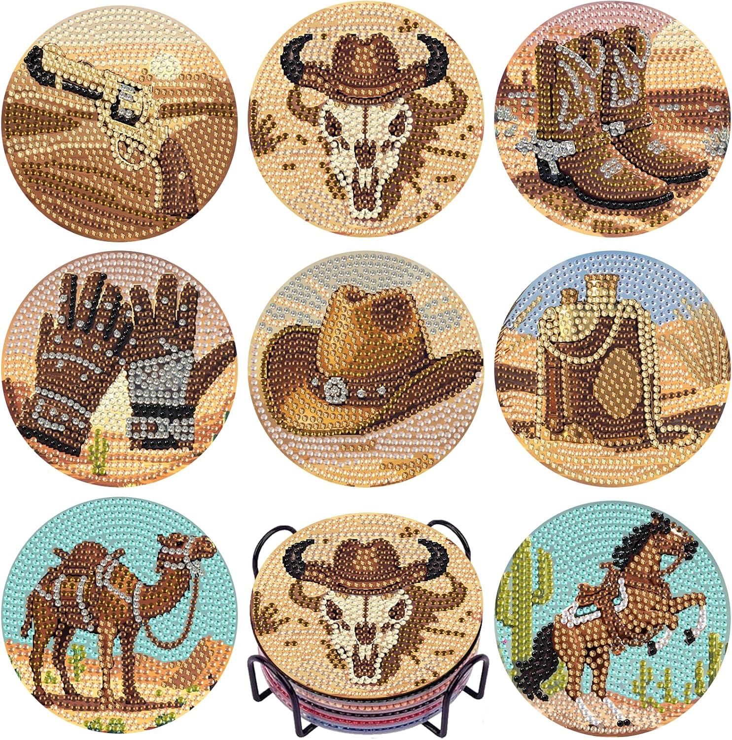 Amazon.com: DOTSOPS 8pcs Diamond Painting Coaster with Holder 5D ...