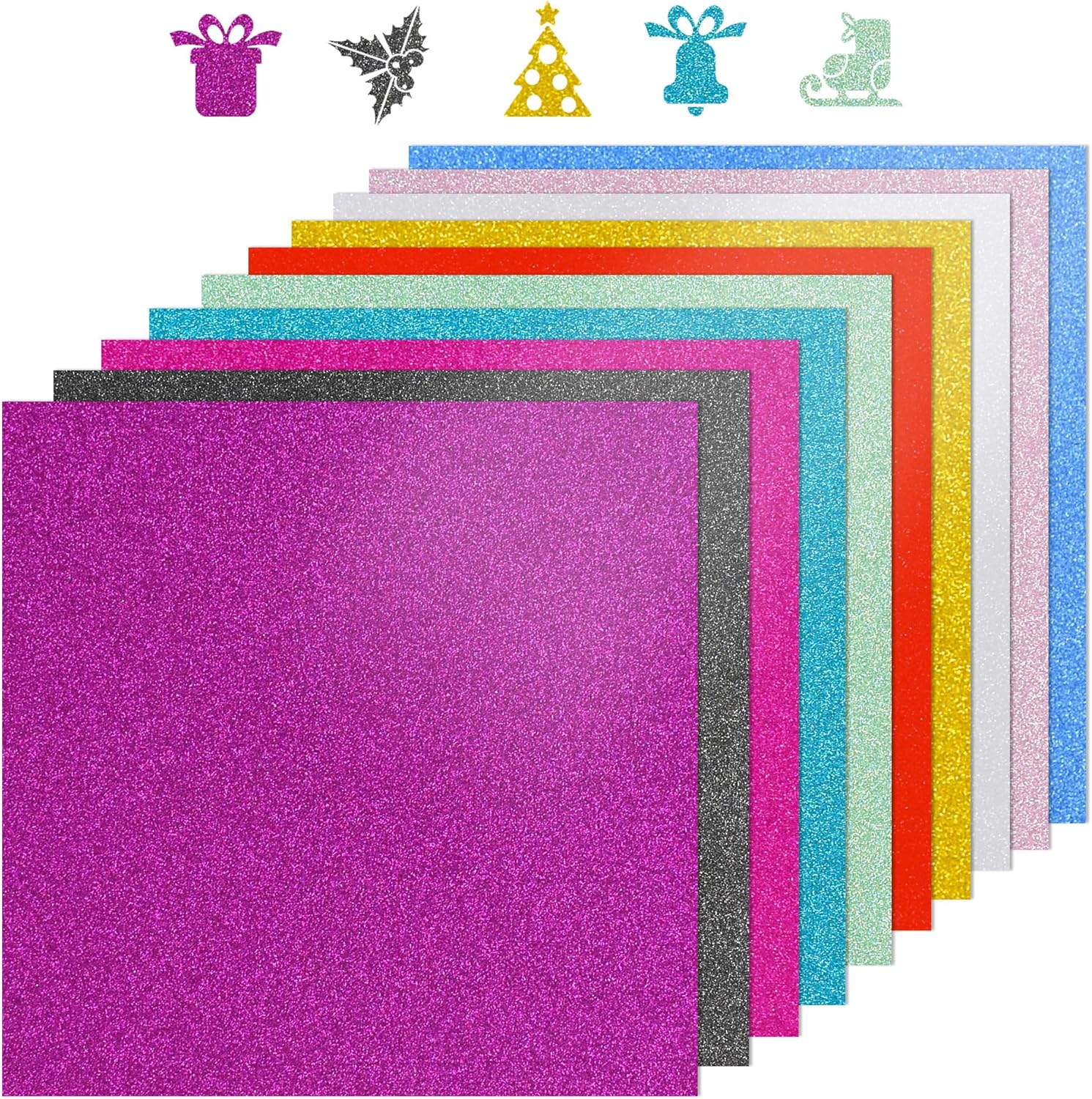 BEISHIDA Cartolina com glitter de 30,5 x 30,5 cm, papel com glitter de ...