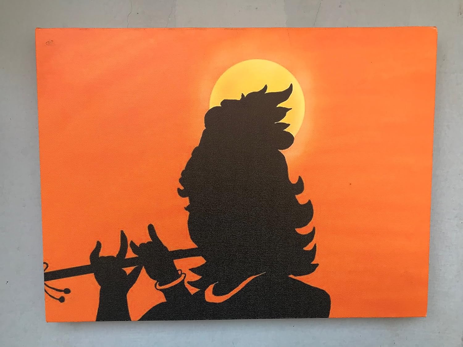 Krishna with sunset painting on Canvas : Amazon.in: Home & Kitchen