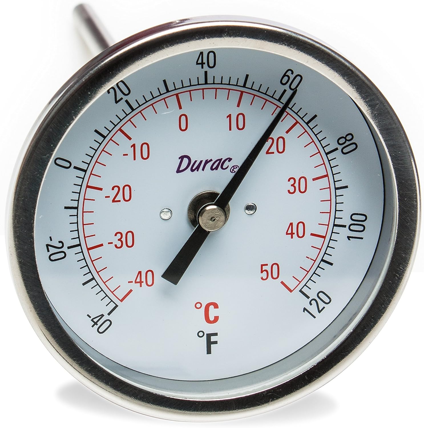 SP Bel-Art, H-B DURAC Bi-Metallic Dial Thermometer; -40 to 50C (-40 to ...