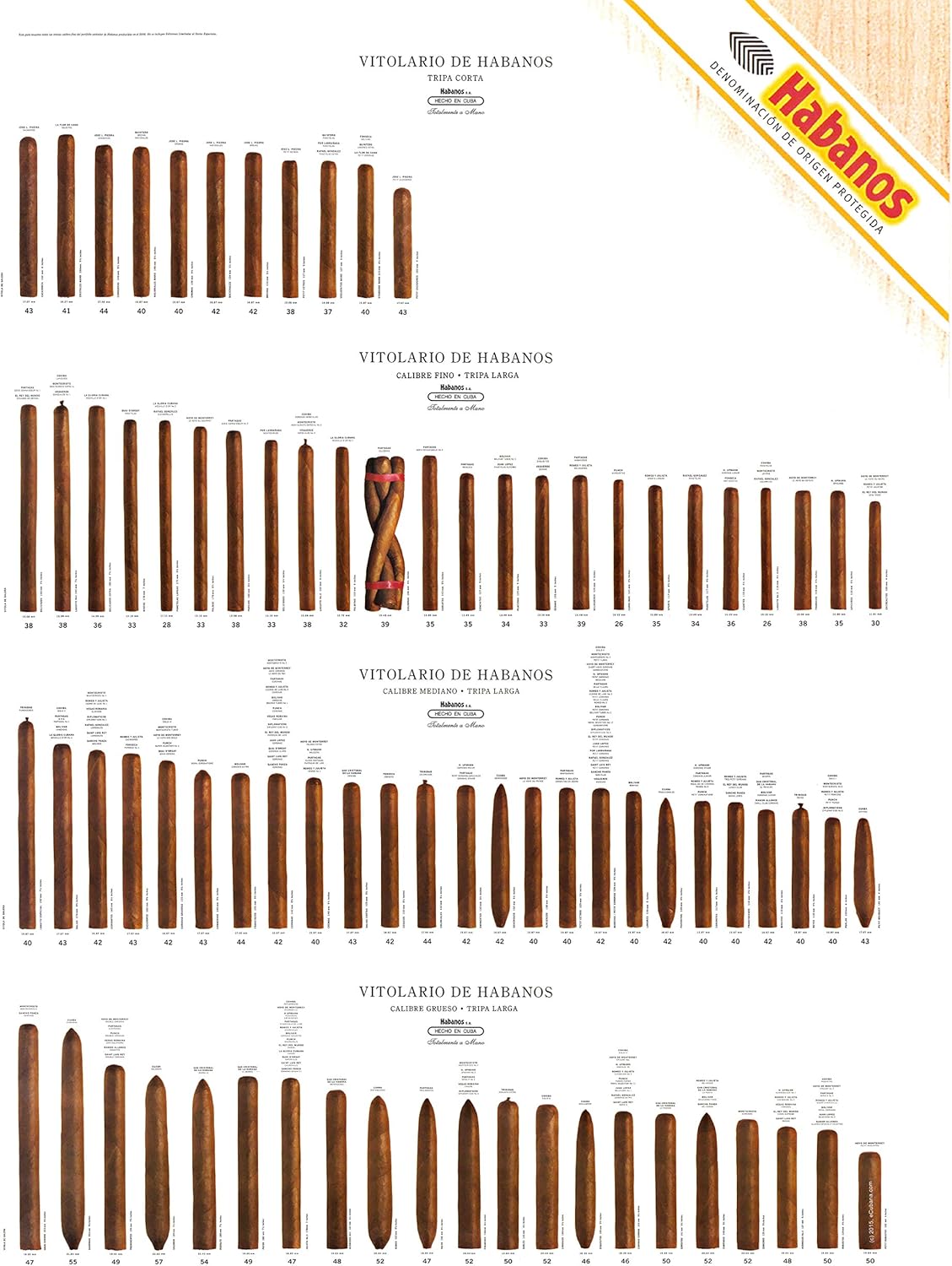 Amazon.com: 2 Pack Habanos Cuban Cigar Size Guide Posters - 24"x36" and ...
