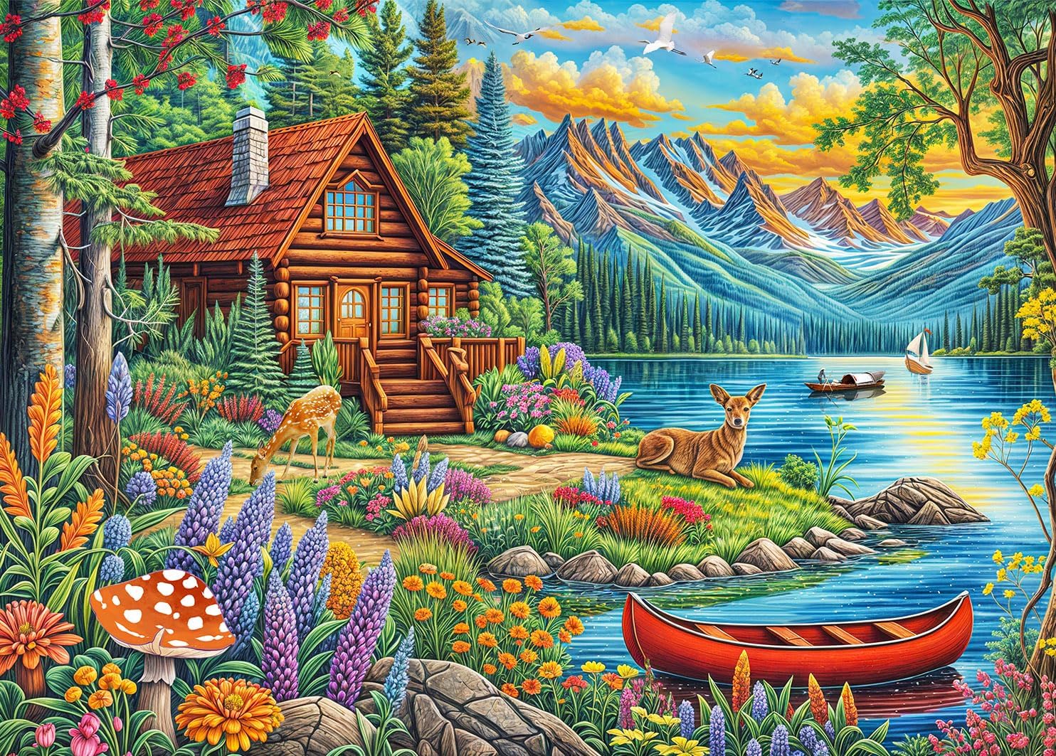 HUADADA 1000 Piece Puzzles for Adults -Alpine Serenity Sunday Vacation ...