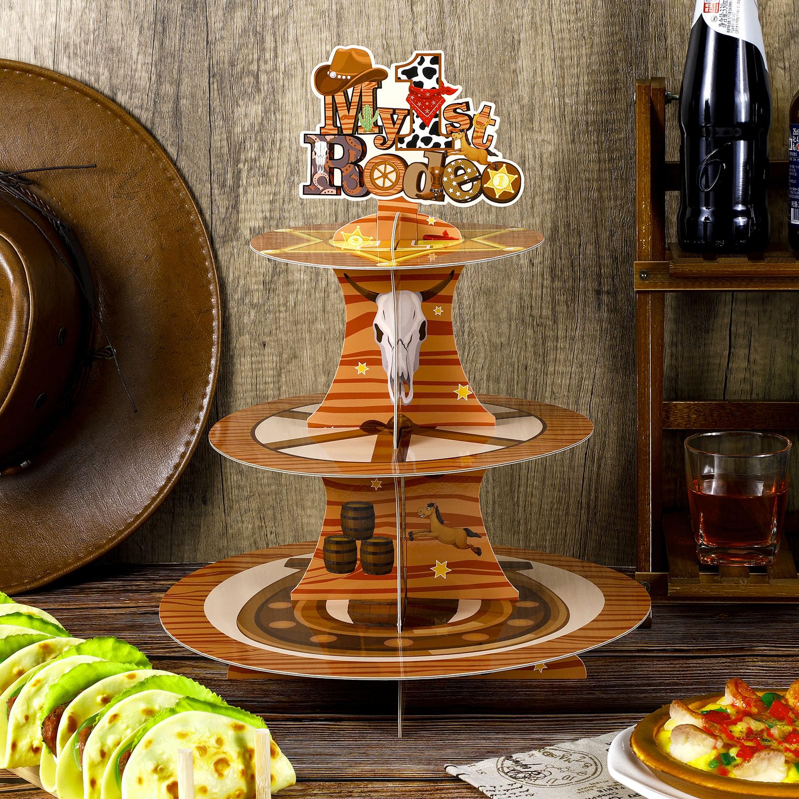 Snapklik.com : 2 Set 3 Tier My First Rodeo Cardboard Cupcake Stand For ...