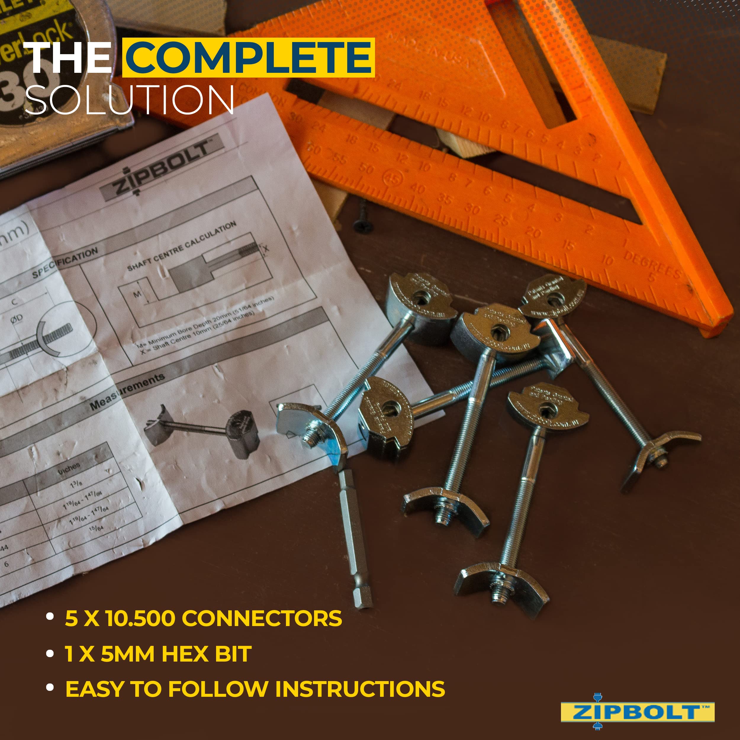 Snapklik.com : Zipbolt 10.500 Countertop Miter Connector 5 Piece Joint ...