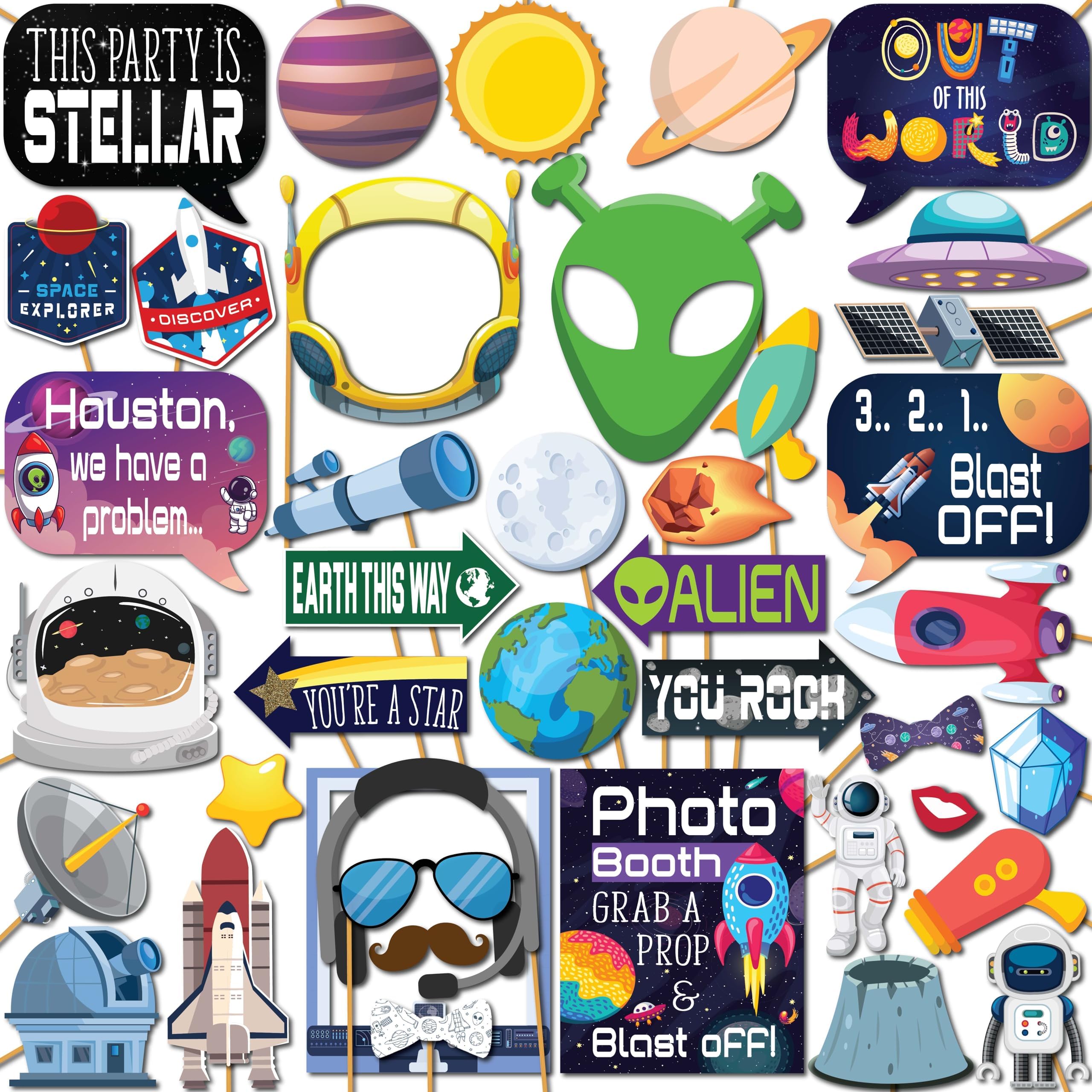 Amazon.com: 1pc Outer Space Theme Inflatable Photo Booth Selfie Frame ...