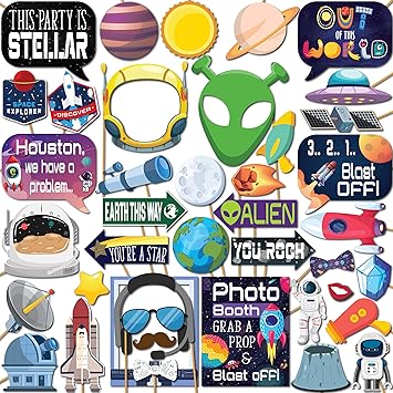 Amazon.com: Space Photo Booth Props - 41-pc Photobooth Kit with 8 x 10 ...