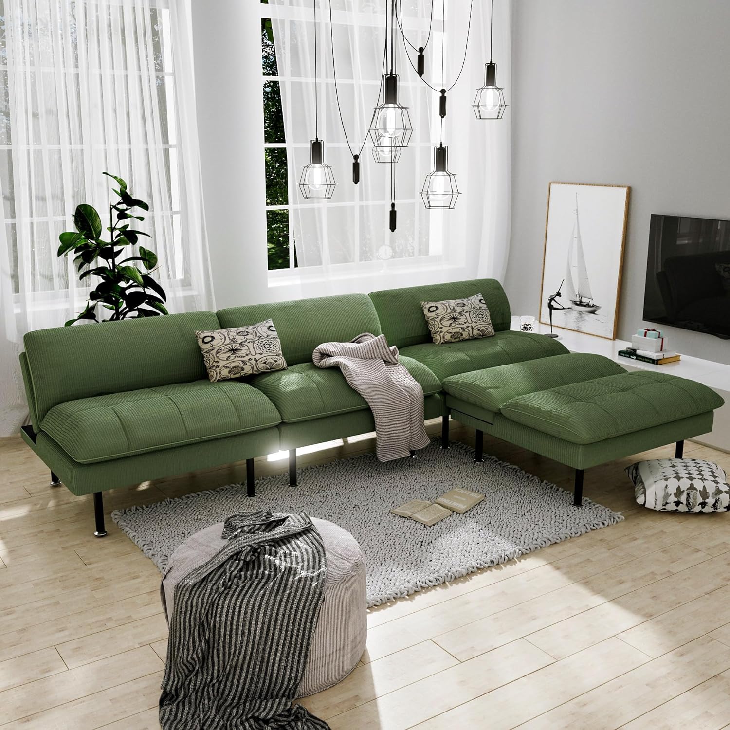 Amazon.com: Ribilake 2 Sets 70" Futon Sofa Bed, 4 in 1 Multi-Function ...