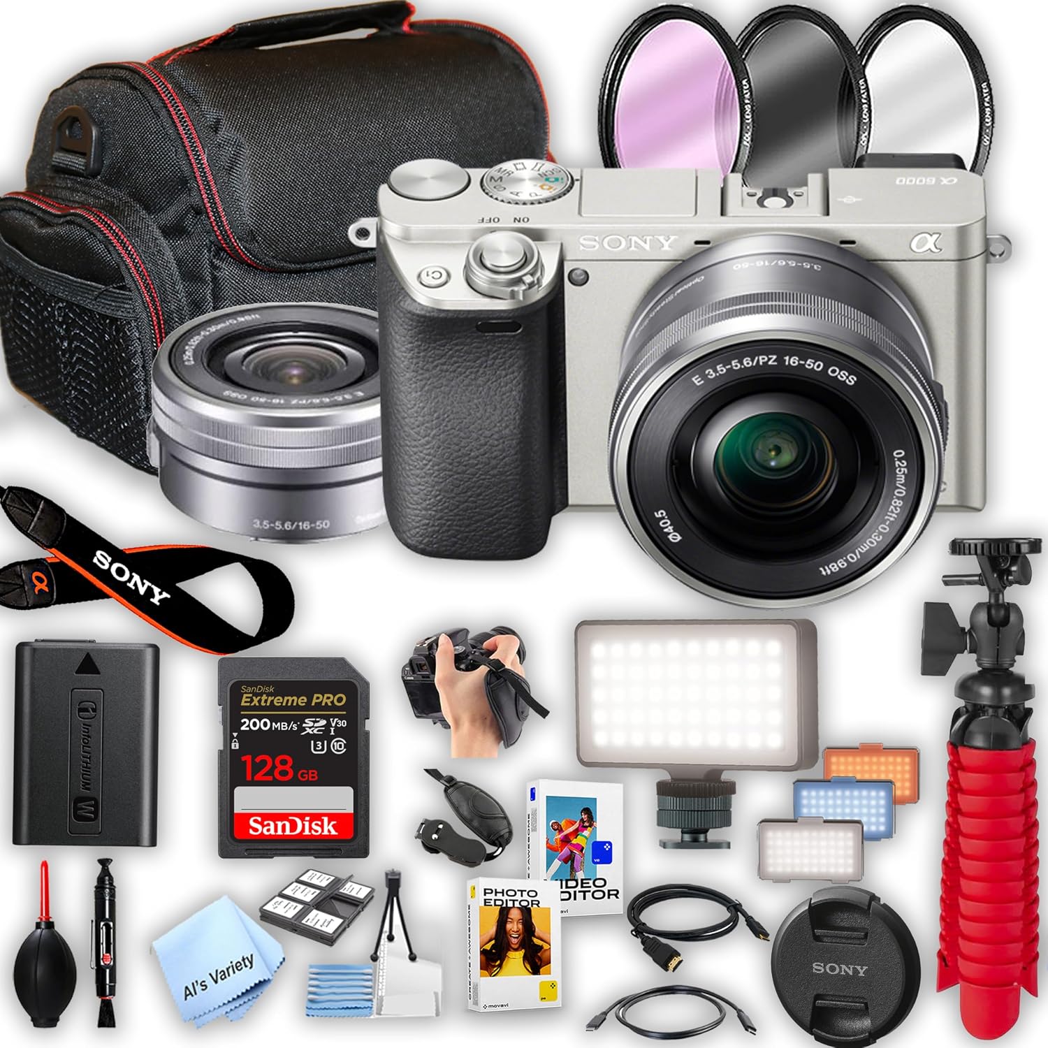 Amazon.com : Sony a6000 Mirrorless Camera with 16-50mm Lens + 128GB Pro ...