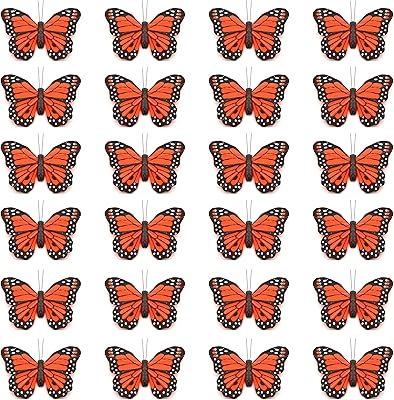 Amazon.com: Yzurbu 24pcs Monarch Butterfly Decor, Yellow Artificial ...