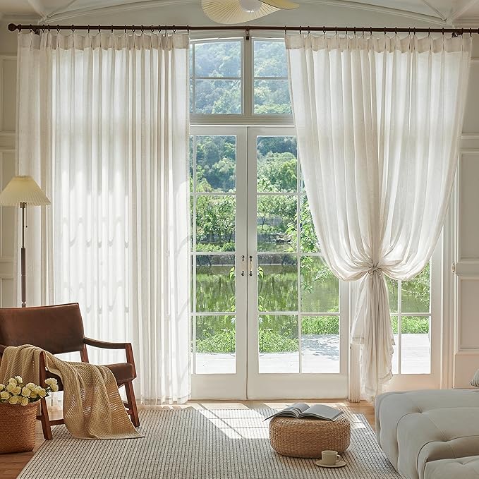 Amazon.com: Natural Pinch Pleated Linen Curtains 84 Inches Long 72 Inch ...