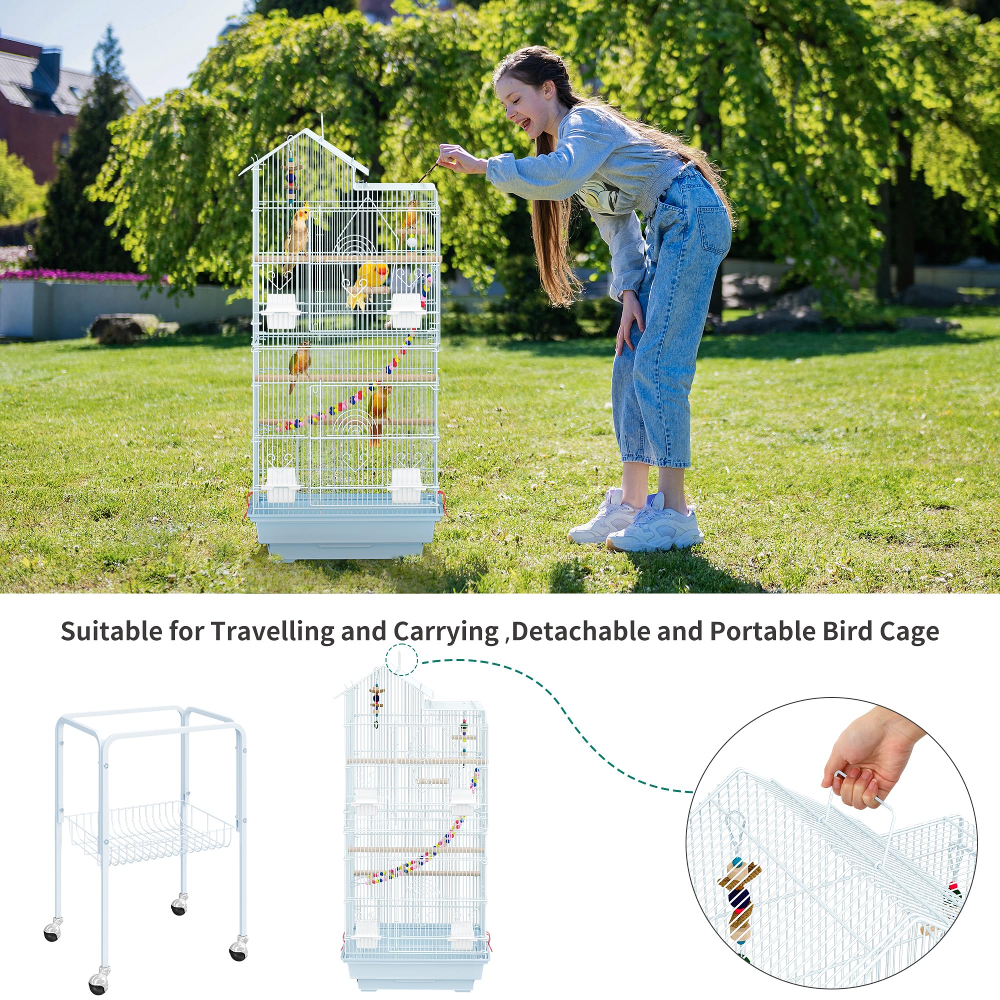 Snapklik.com : YITAHOME 62 Inch Roof Flight Bird Cage, Large Metal ...