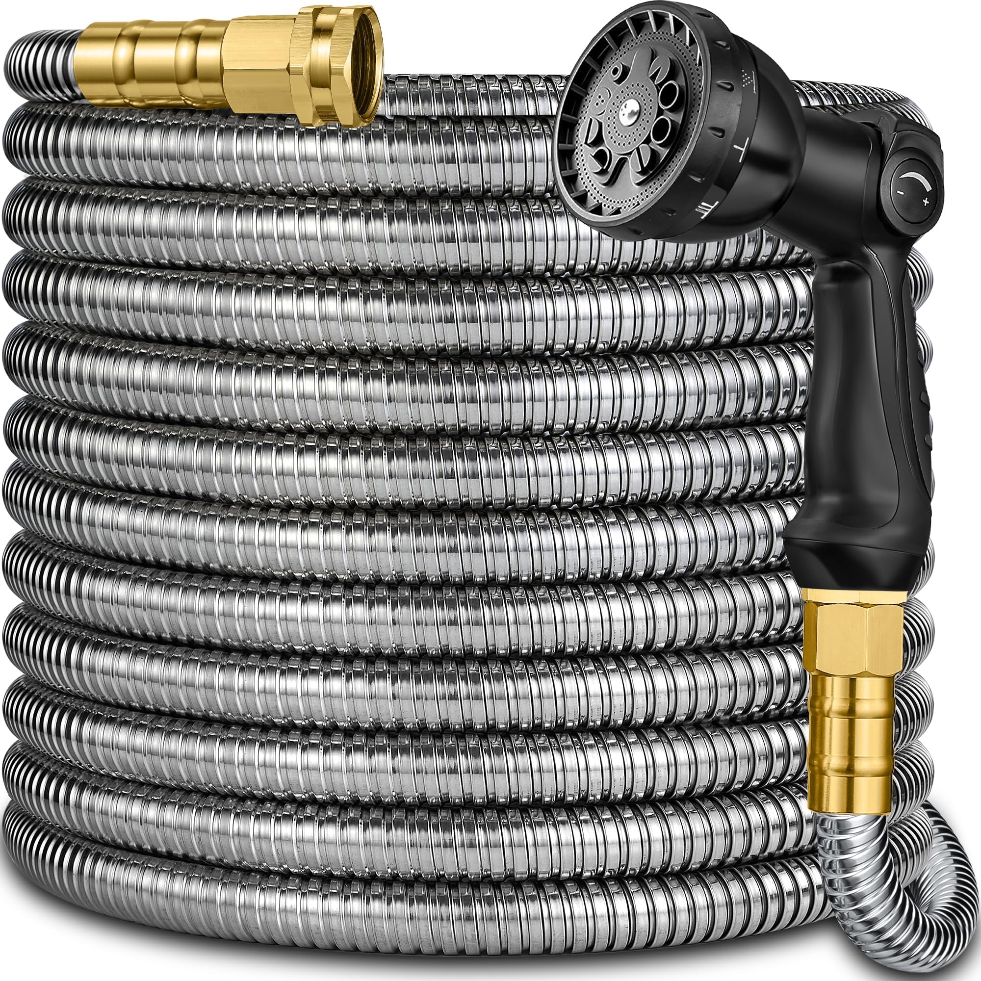 Amazon.com: Metal Garden Hose 200 ft - Stainless Steel Garden Hose Leak ...