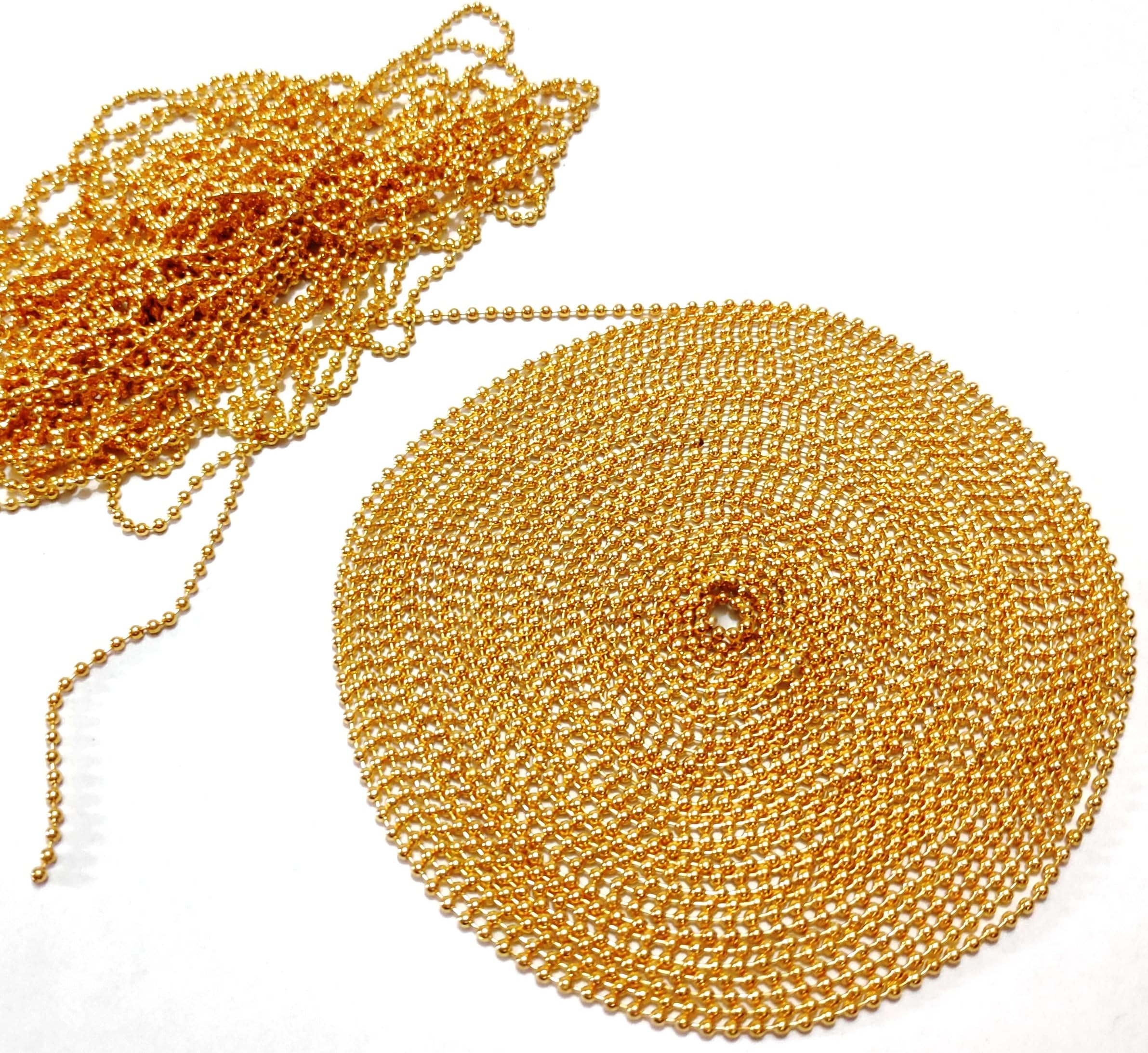 Get-Set-Go! 1.5mm Gold Metal Ball Chain for Jewelry Making, Fountain ...