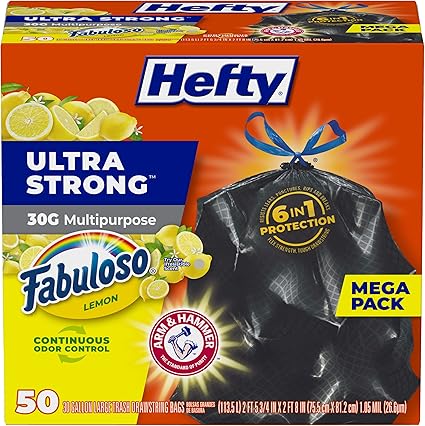 Amazon.com: Hefty Ultra Strong Multipurpose Large Trash Bags, Black ...