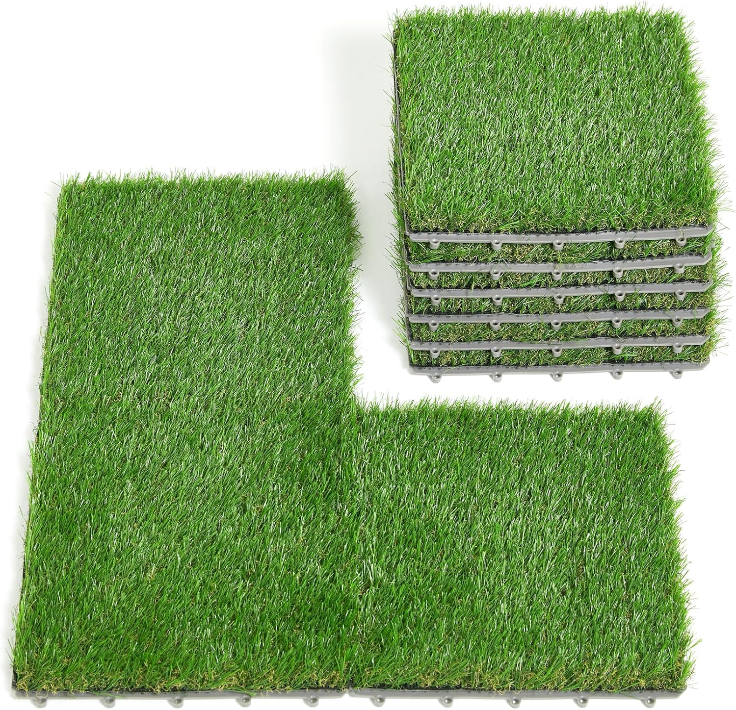 Amazon.com: wiiiw 9 Pack Interlocking Artificial Turf Grass Tiles, 12 ...