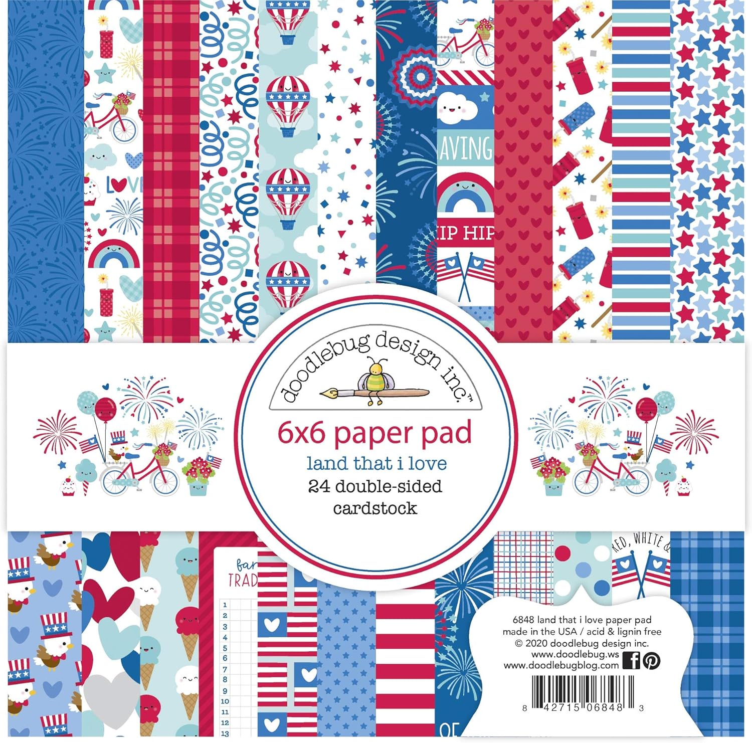 Amazon.com: Doodlebug Design Paper 6X6 PAD, Land That I Love, 12 ...