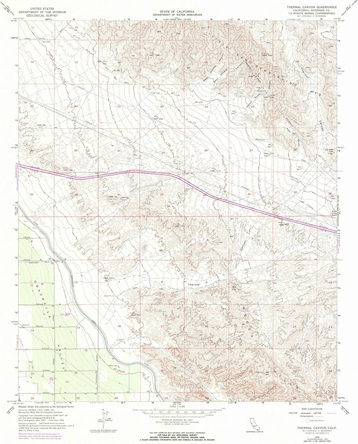 Amazon.com: California Maps - 1956 Thermal Canyon, CA - USGS Historical ...