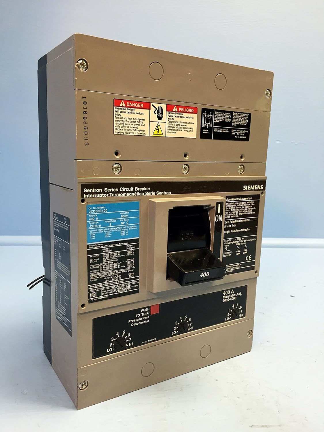SIEMENS JXD63B400 Breaker JD6 3P 600V 400A FX, Black - Amazon.com