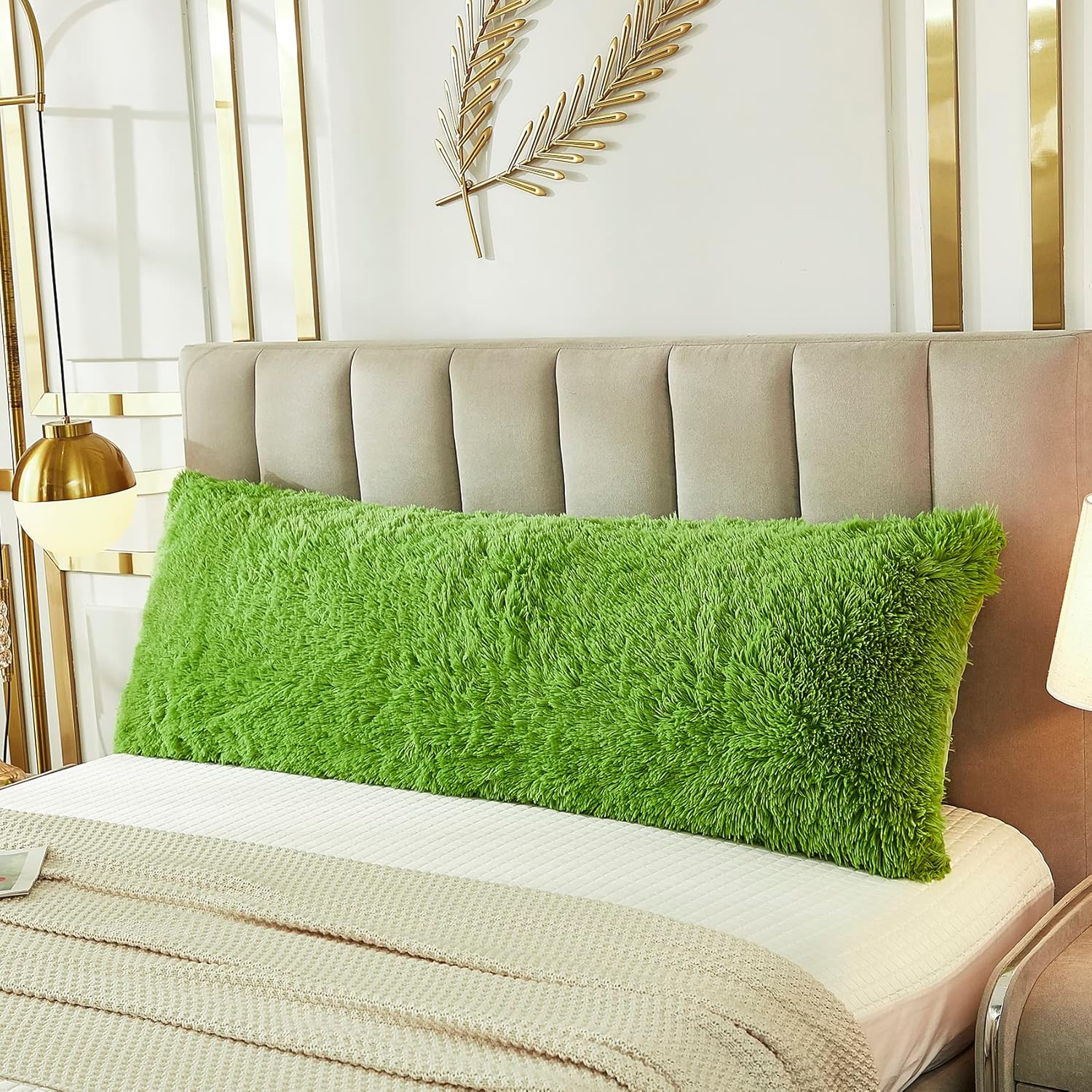 Amazon.com: JAUXIO Faux Fur Fluffy Body Pillow Cover Luxury Shaggy ...