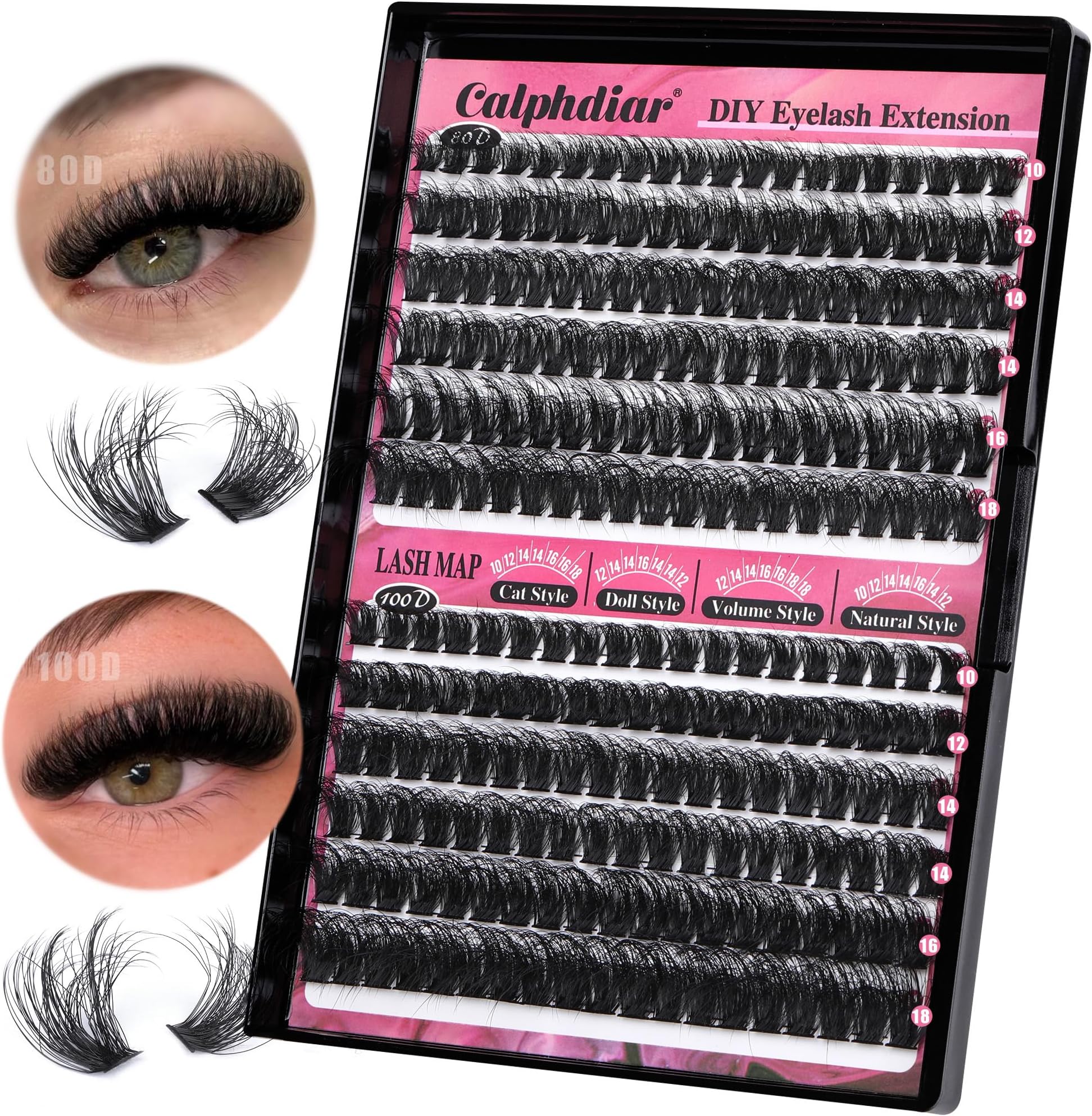Amazon.com: Fluffy Lash Clusters 80D+100D Thick Eyelash Clusters D Curl ...