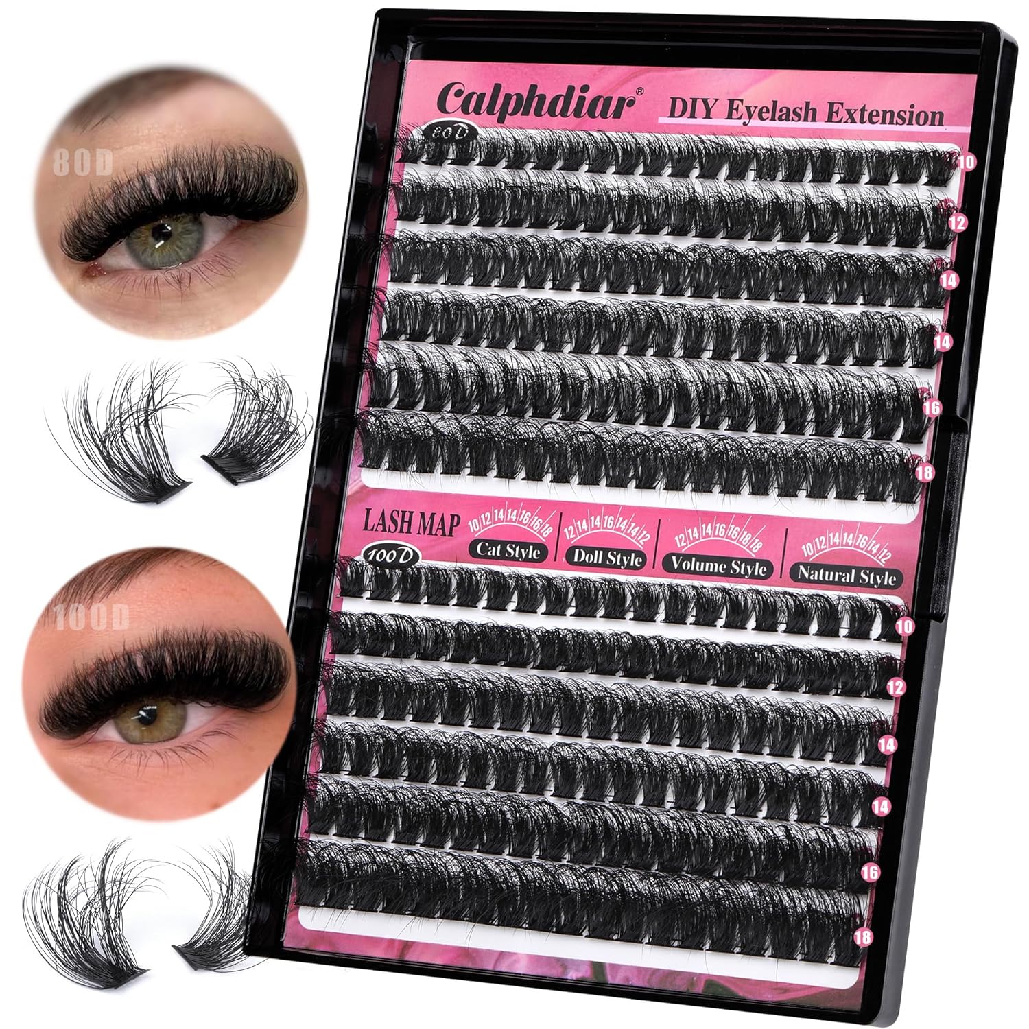 Amazon.com: Calphdiar Lash Clusters 80D+100D Thick Eyelash Clusters D ...