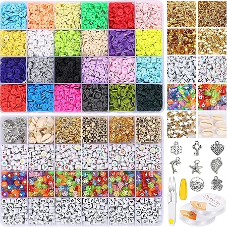 Clay Beads 8500 Pcs 2 Boxes Bracelet Making Kit - 24 Colors Polymer ...